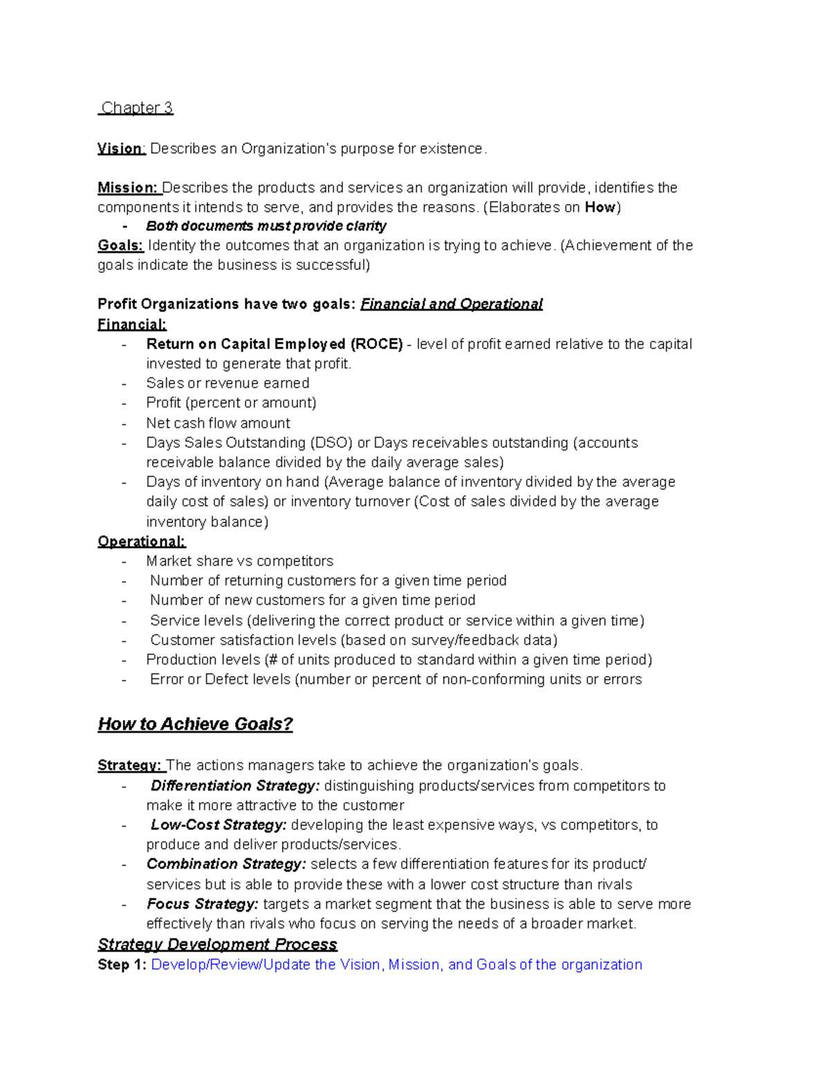 Intro to Management- Chapter 3 Study Guide - Chapter 3 Vision ...