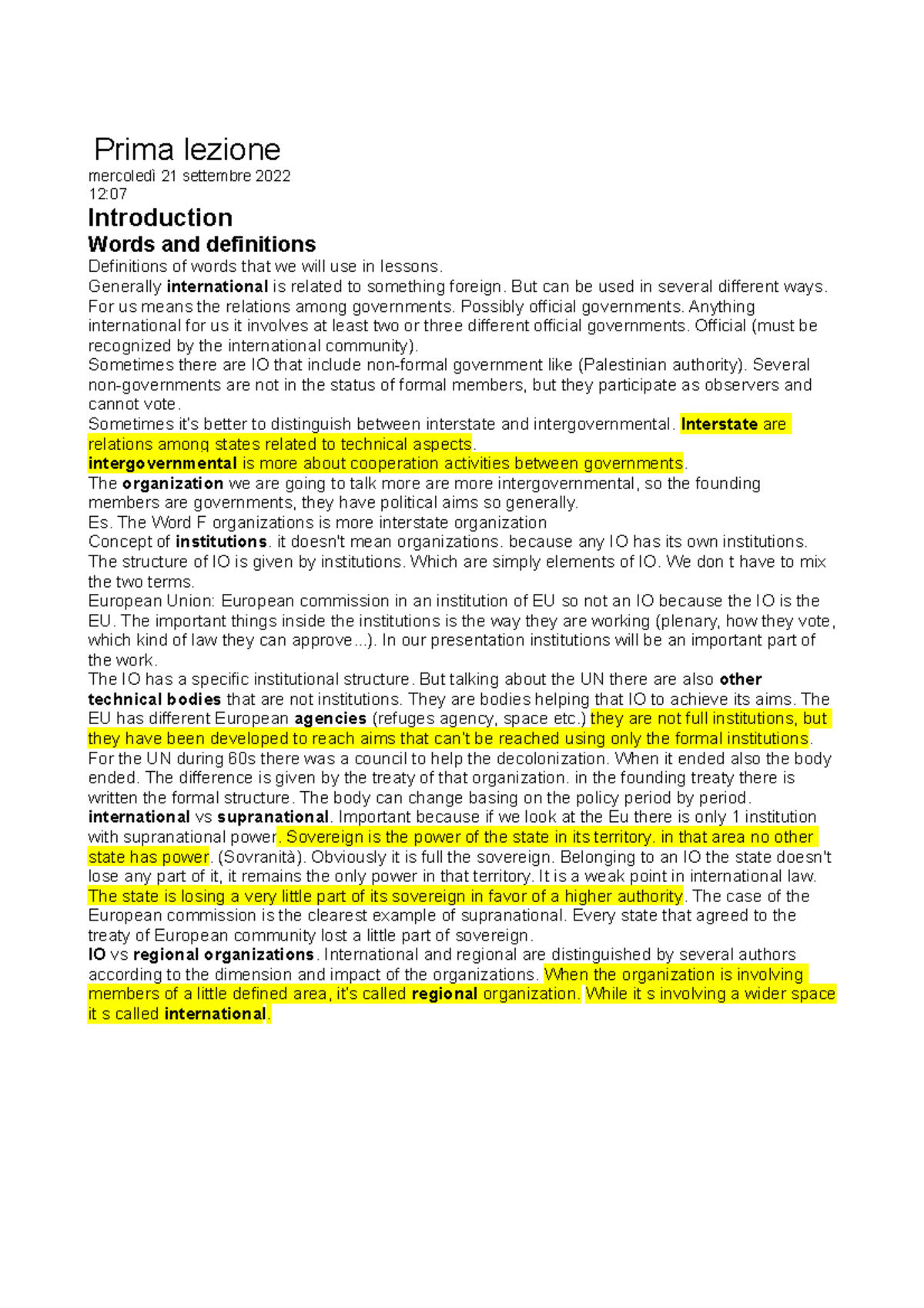 History OF International Organisations - Prima lezione mercoledì 21 ...