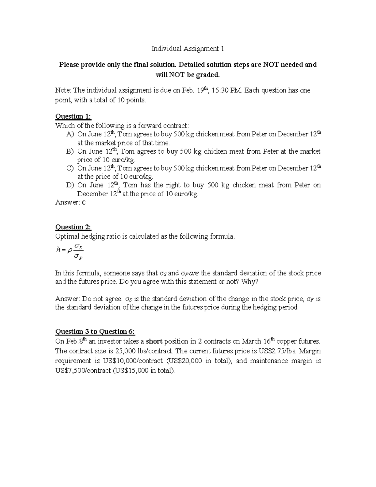1 Individual Assignment solutions - Individual Assignment 1 Please ...