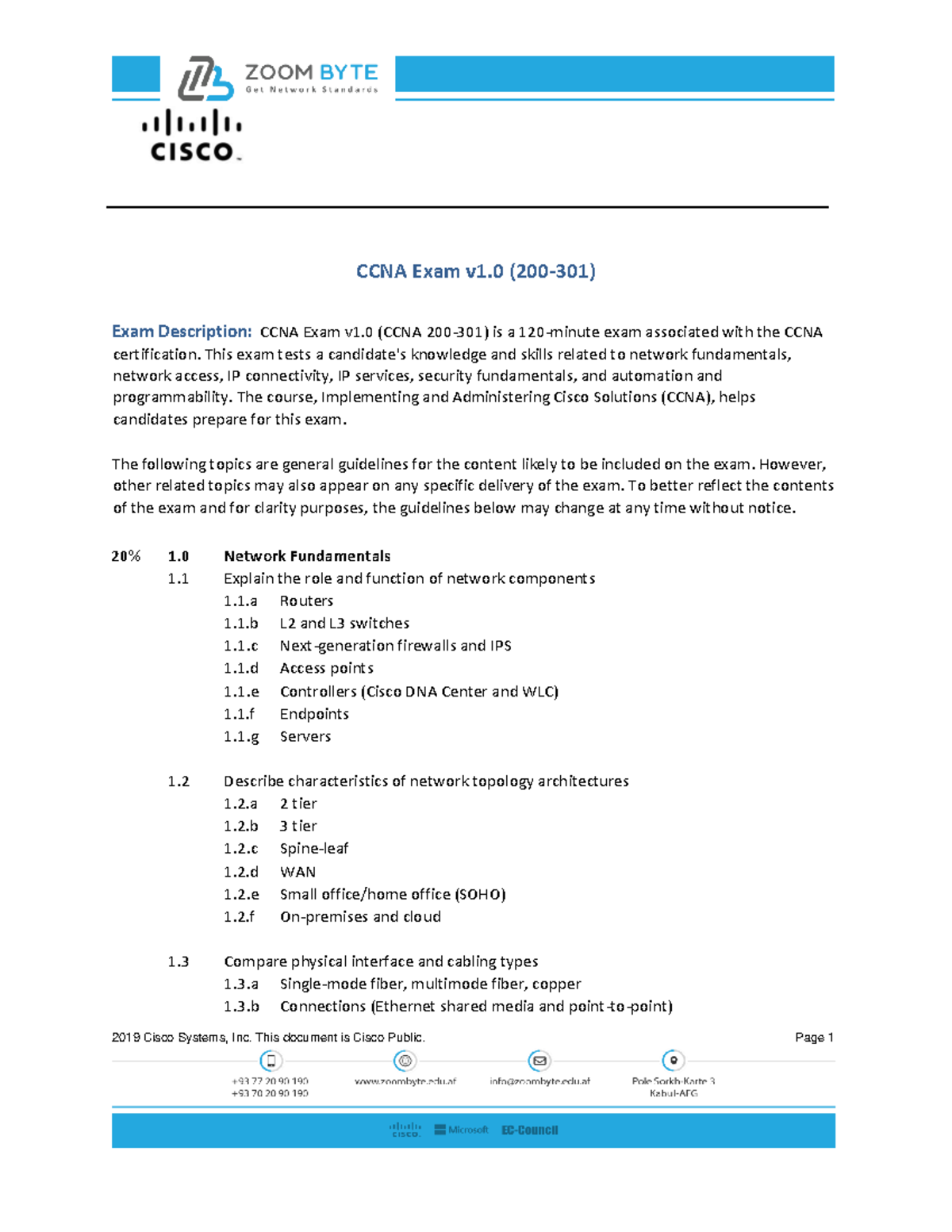 CCNA Enterprise 200 301 syllabus - CCNA Exam v1 (200-301) Exam ...