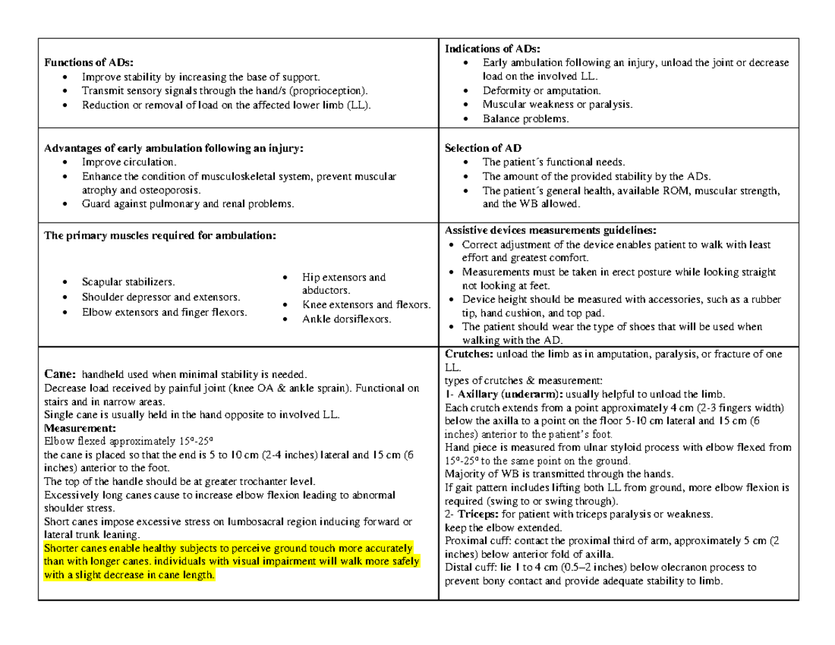 physical therapy - Functions of ADs: - Improve stability by increasing ...