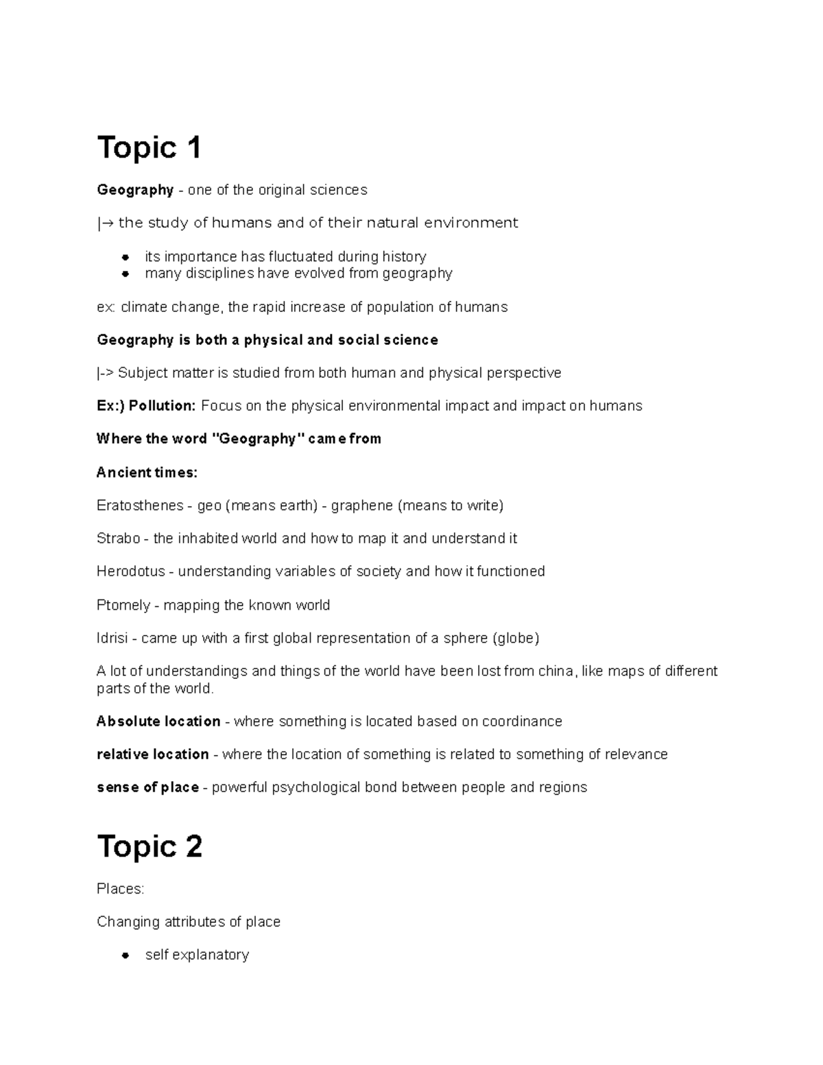 GEOG 254 What Is Geography Human Geography Topic 1 Geography
