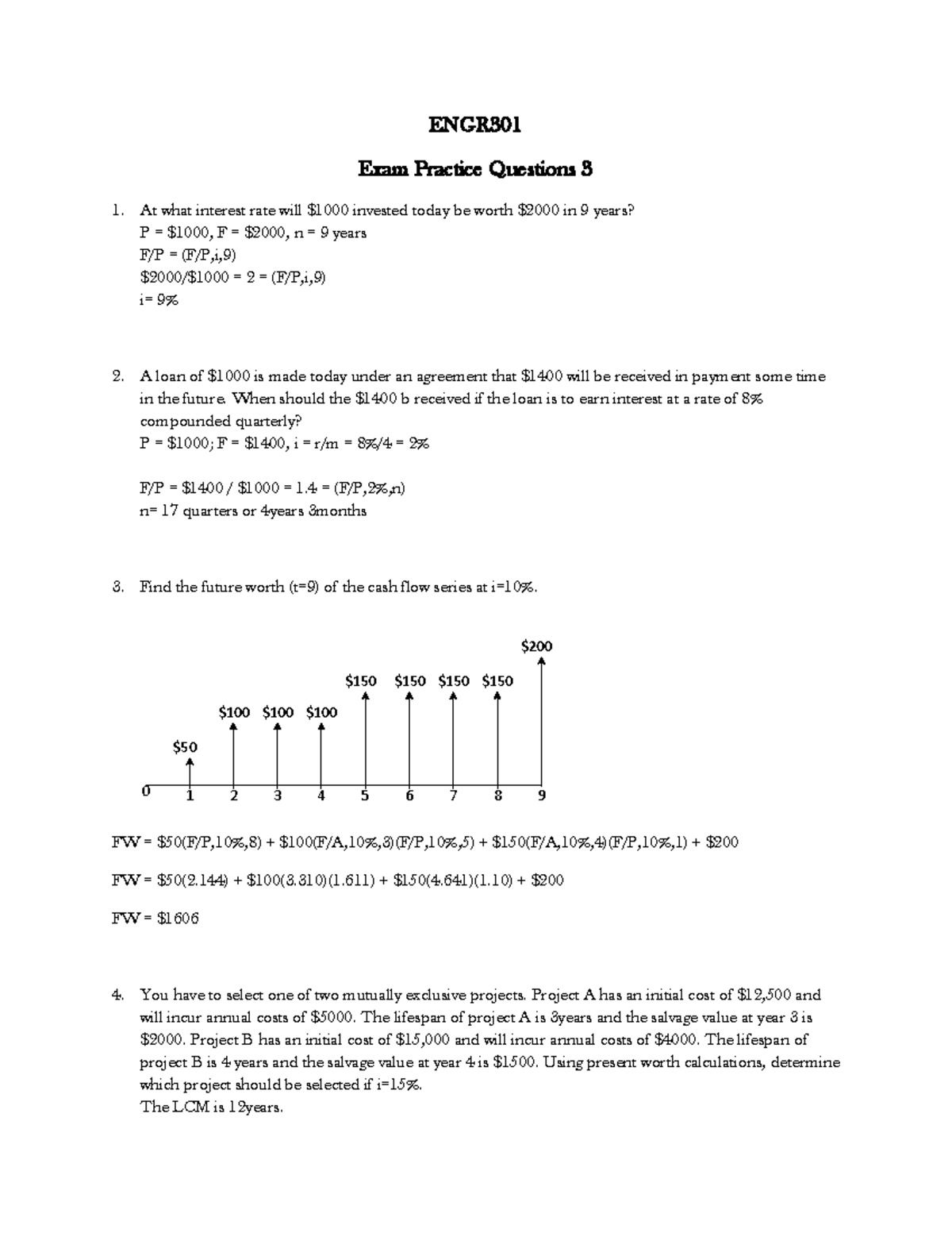 Sample/practice exam 2013, questions and answers - winter - ENGR301 Exam Practice Questions 3 1 ...