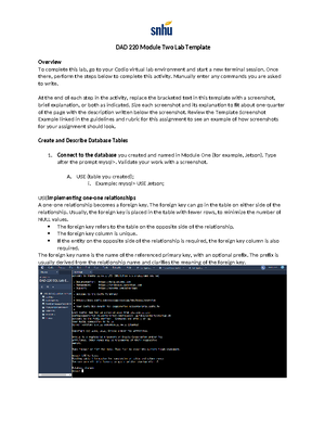 DAD 220 Module Three Major Activity Harless - DAD 220 Module Three ...