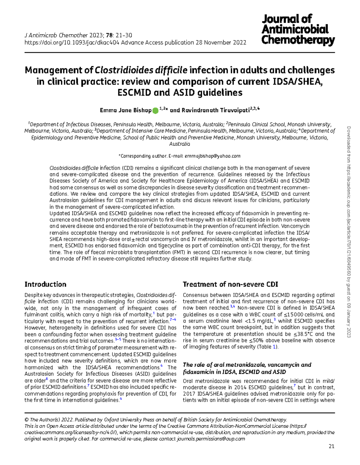 Management of Clostridioides difficile infection in adults and ...