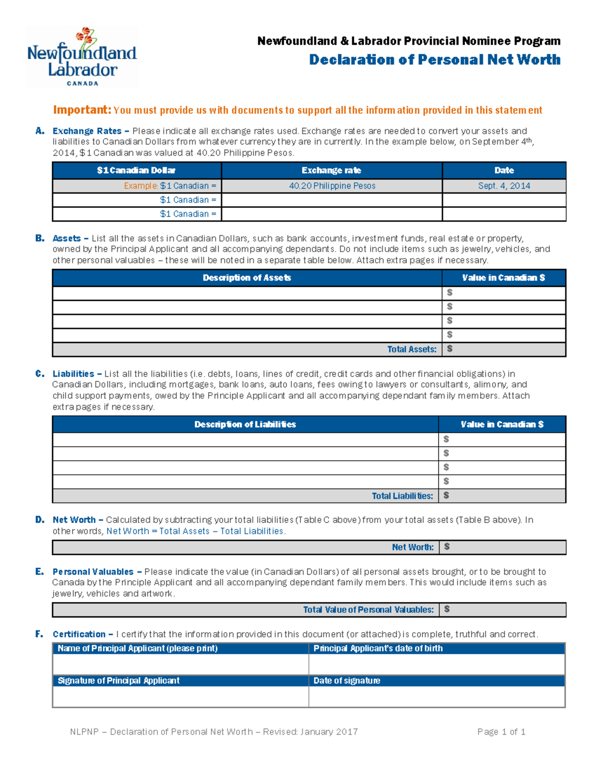 Declarationof Personal Net Worth (1) MCD - NLPNP – Declaration of ...