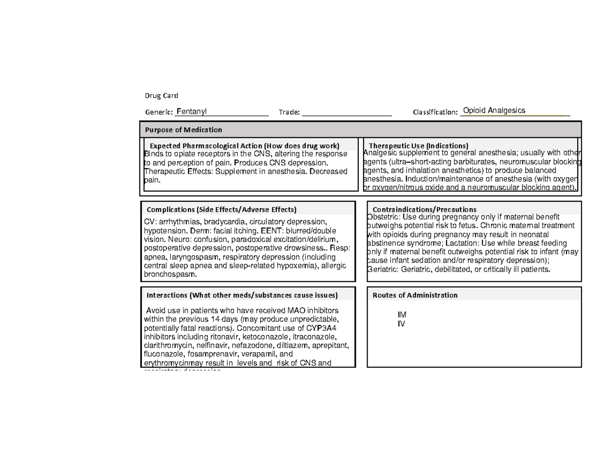 Drug Card Set 2-11 - DRUG CARD - Drug CardGeneric ...