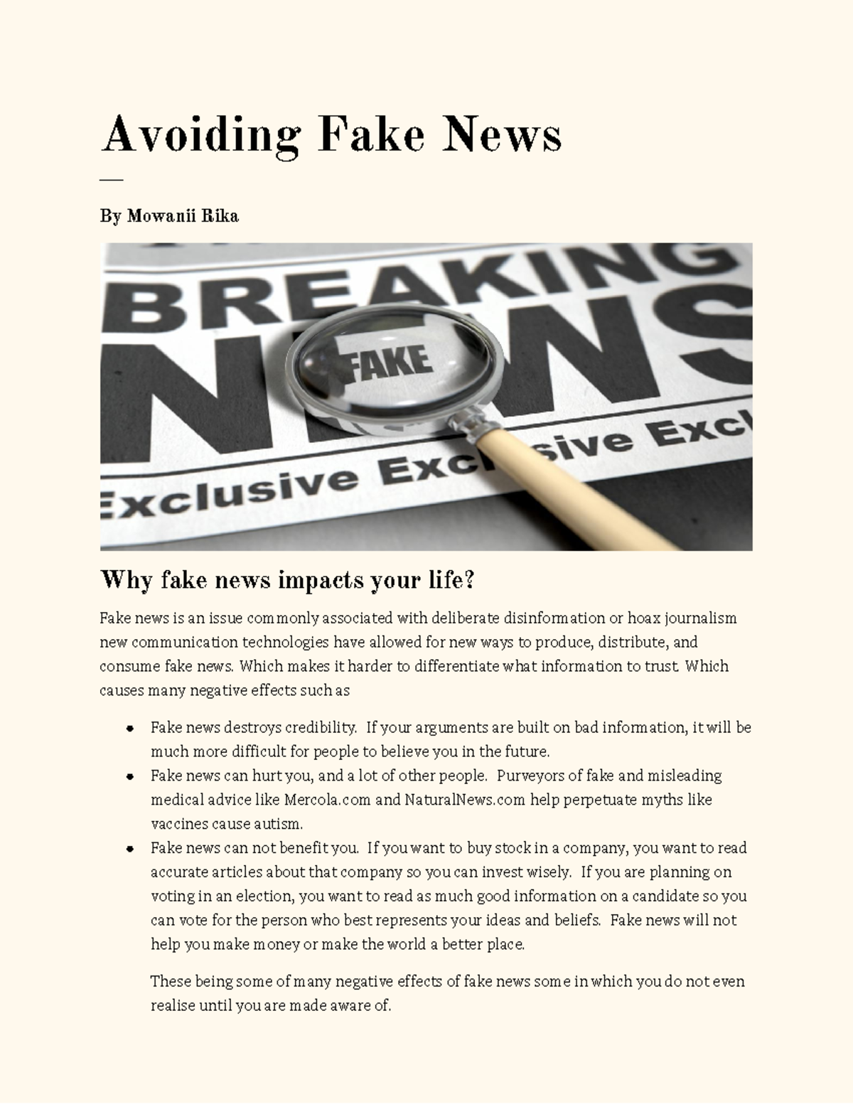 Avoiding Fake News - Grade: A - Avoiding Fake News ___ By Mowanii Rika ...