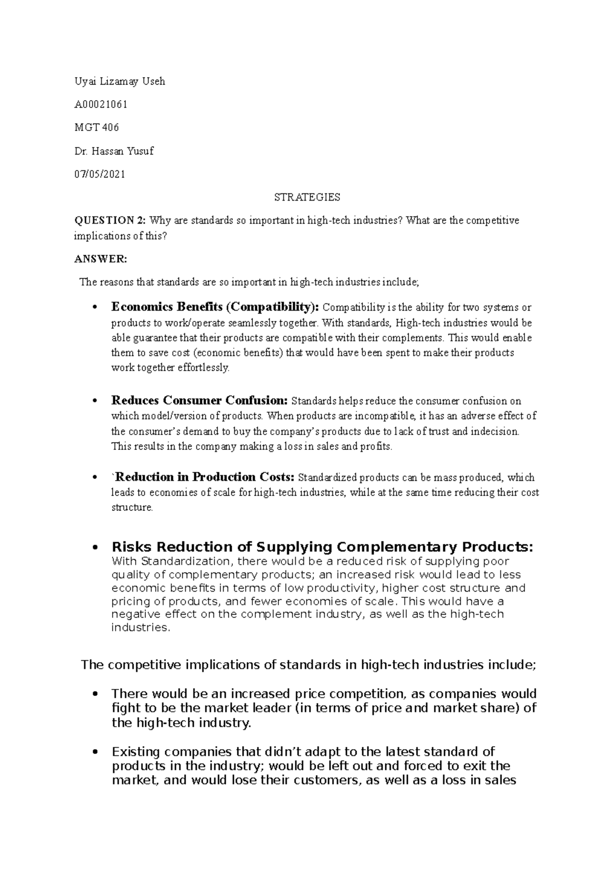 Technology Strategy - This is an insight into how technological ...