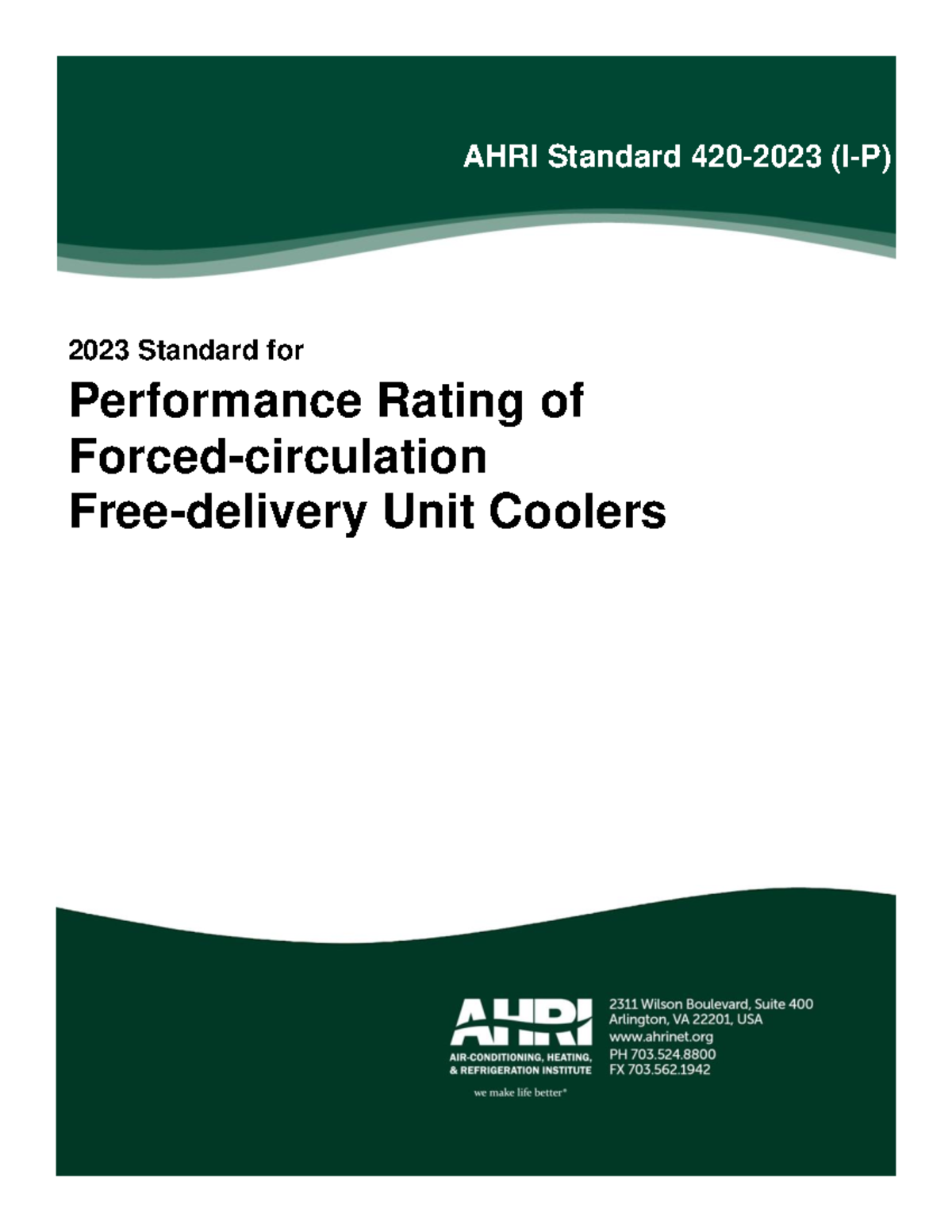 AHRI Standard 420-2023 (I-P) - AHRI Standard 420- 2023 (I-P) 2023 ...