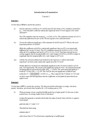 TD1 - Econometrics exercises in R - Econometrics class 2019/ Exercise sheet 1 Exercise The file ...