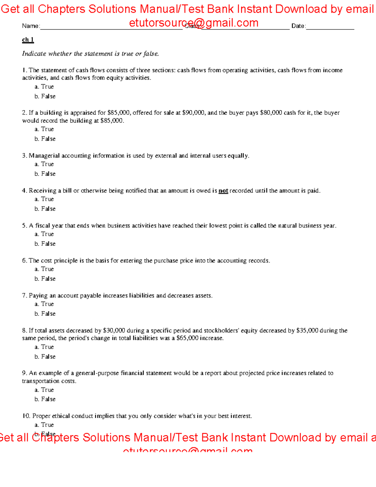 Test Bank For Financial & Managerial Accounting, 15th Edition By Carl ...