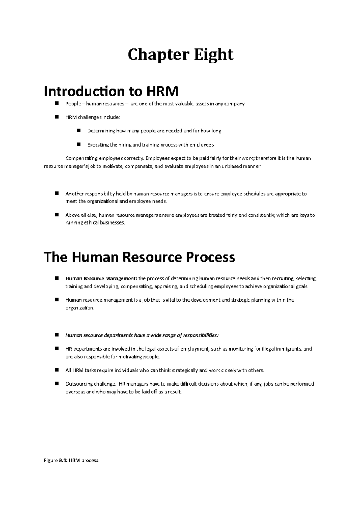 Chapter eight - note - Chapter Eight Introducion to HRM People – human ...