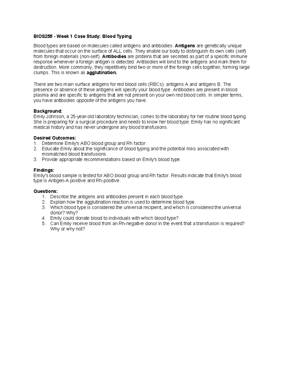 Week 1 case study copy - BIOS255 - Week 1 Case Study: Blood Typing ...