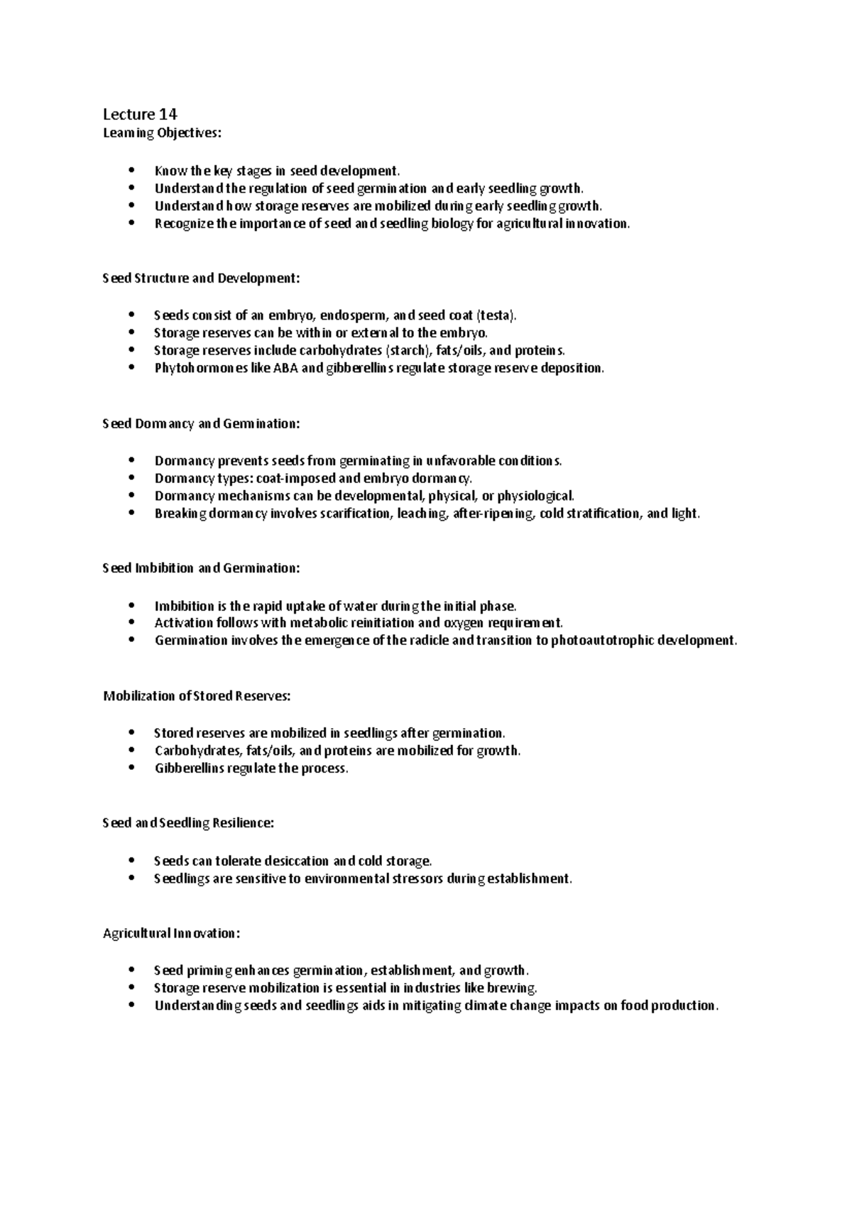 Lecture 14 - Lecture 14 Learning Objectives: Know the key stages in ...