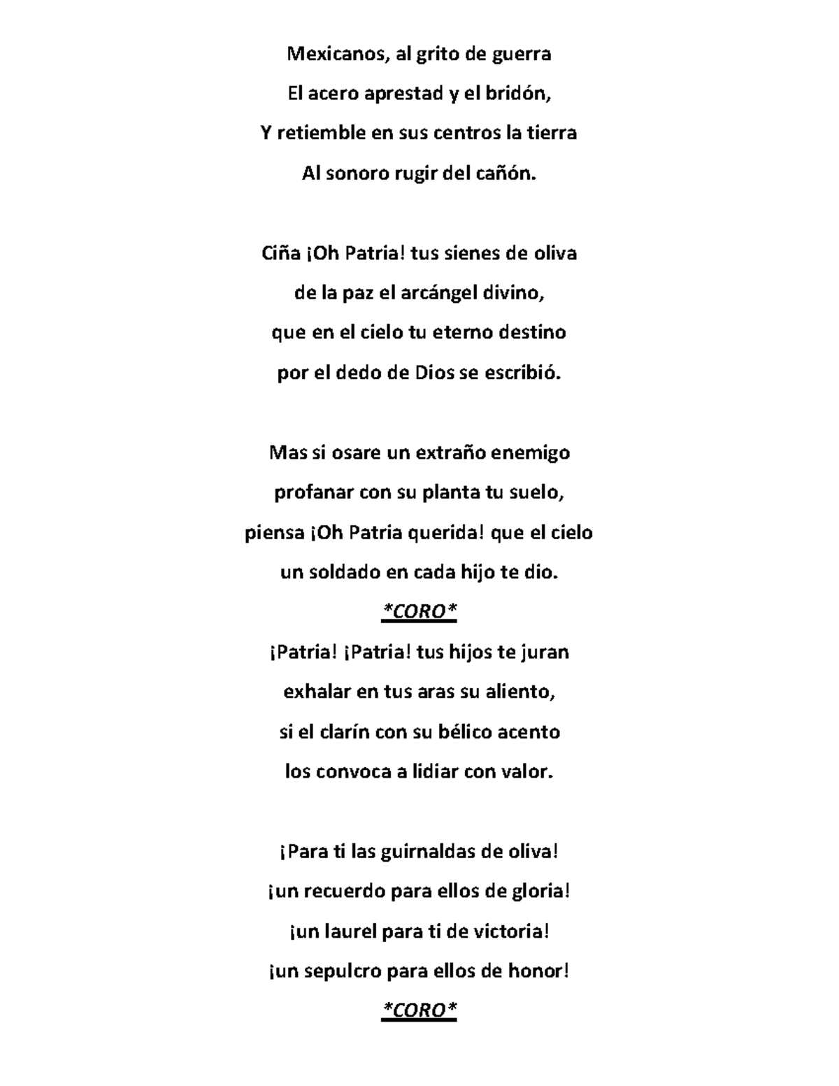 Himno - Mexicanos, al grito de guerra El acero aprestad y el bridón, Y ...