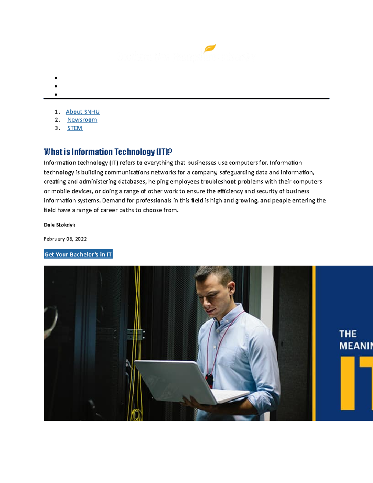 INFO TECH - INFORMATION FOR PEOPLE - Request Info Apply Now Visit SNHU ...