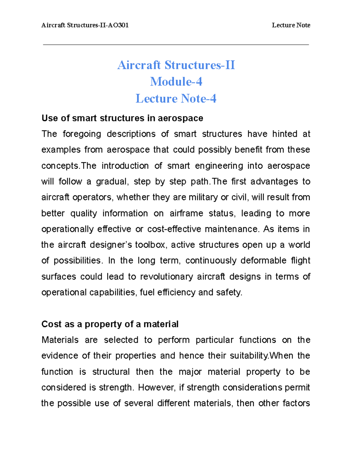 Aircraft Structures-II Module 4 Lecture Note 4 - Aircraft Structures-II Module- Lecture Note ...