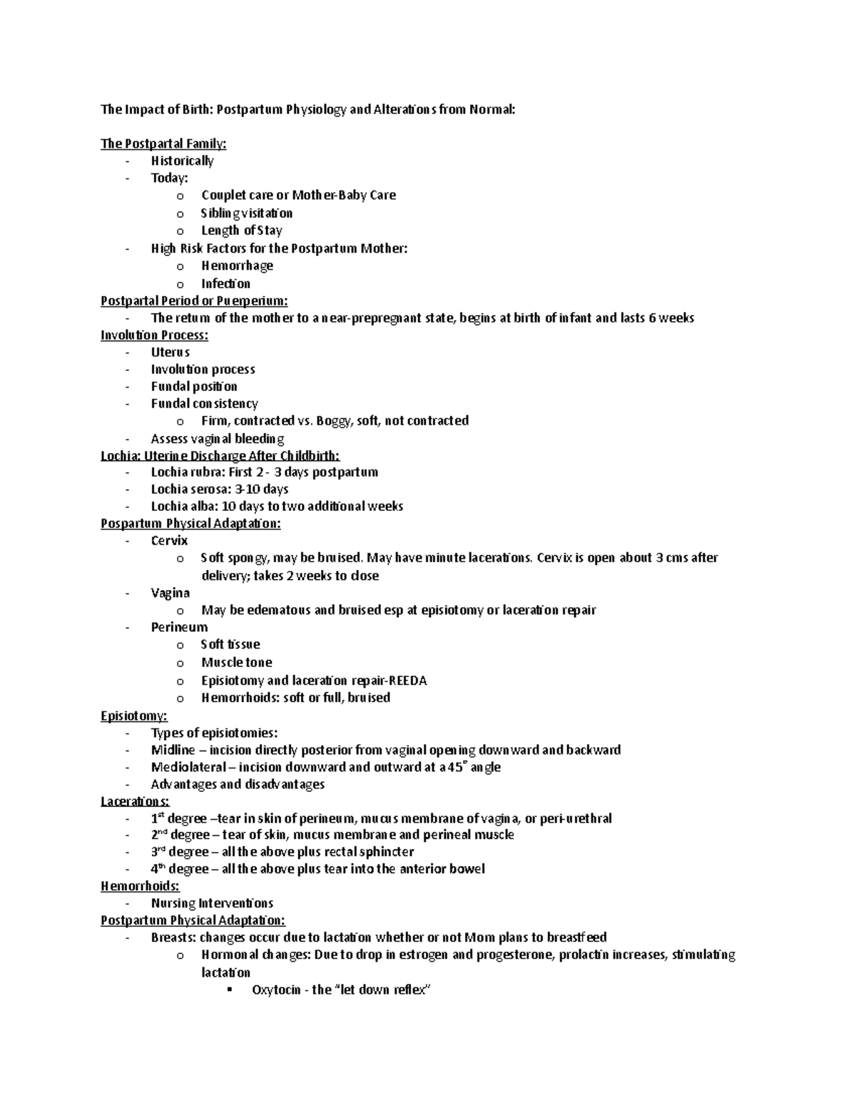 The Impact of Birth - Postpartum Physiology and Alterations from Normal ...