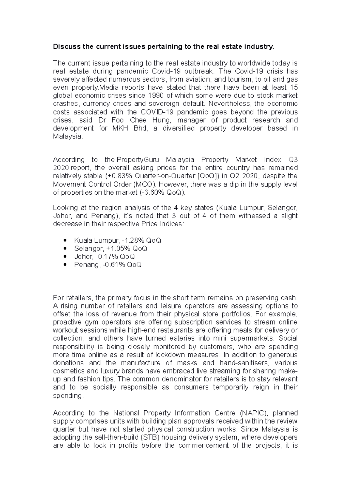 GC TUTO 1 - Discuss the current issues pertaining to the real estate ...