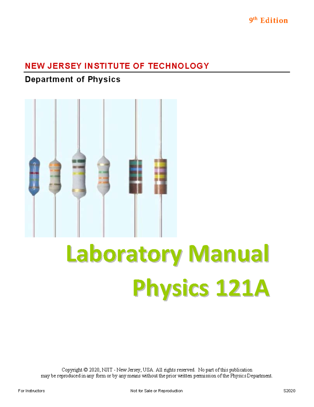 PHYS 121 A Lab Manual (1)-1 - 1(: -(56(