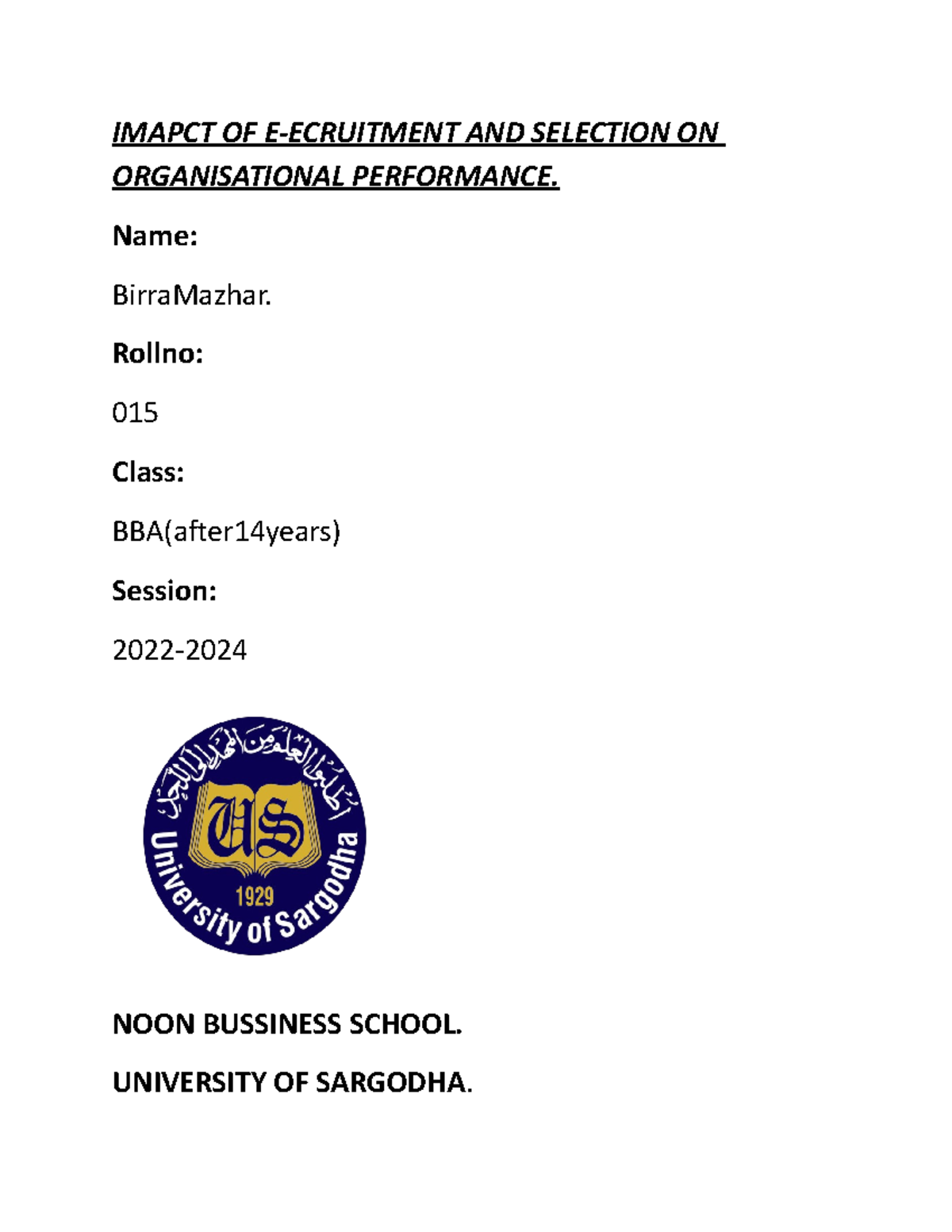 Imapct OF E - Impact of E recruitment - IMAPCT OF E-ECRUITMENT AND ...