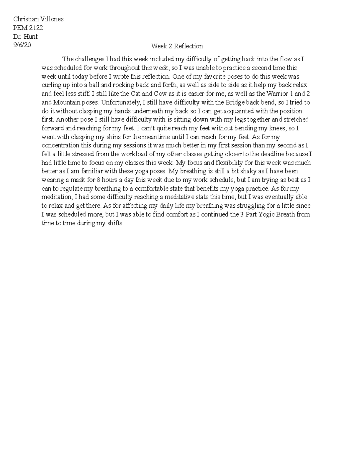 Week 2 Reflection - Week 2 Reflection The challenges I had this week ...