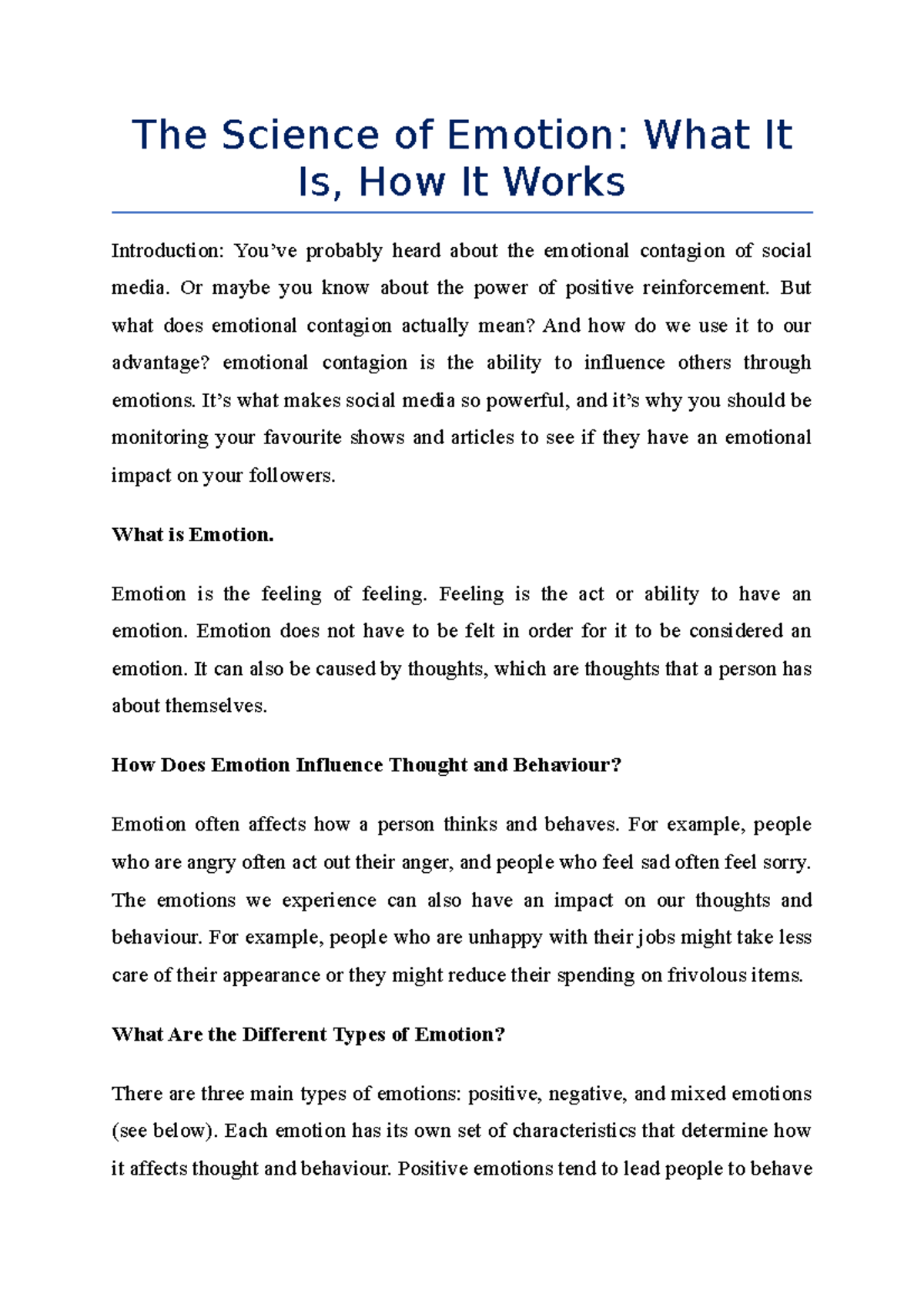 The Science of Emotion, What It Is, How It Works - The Science of ...