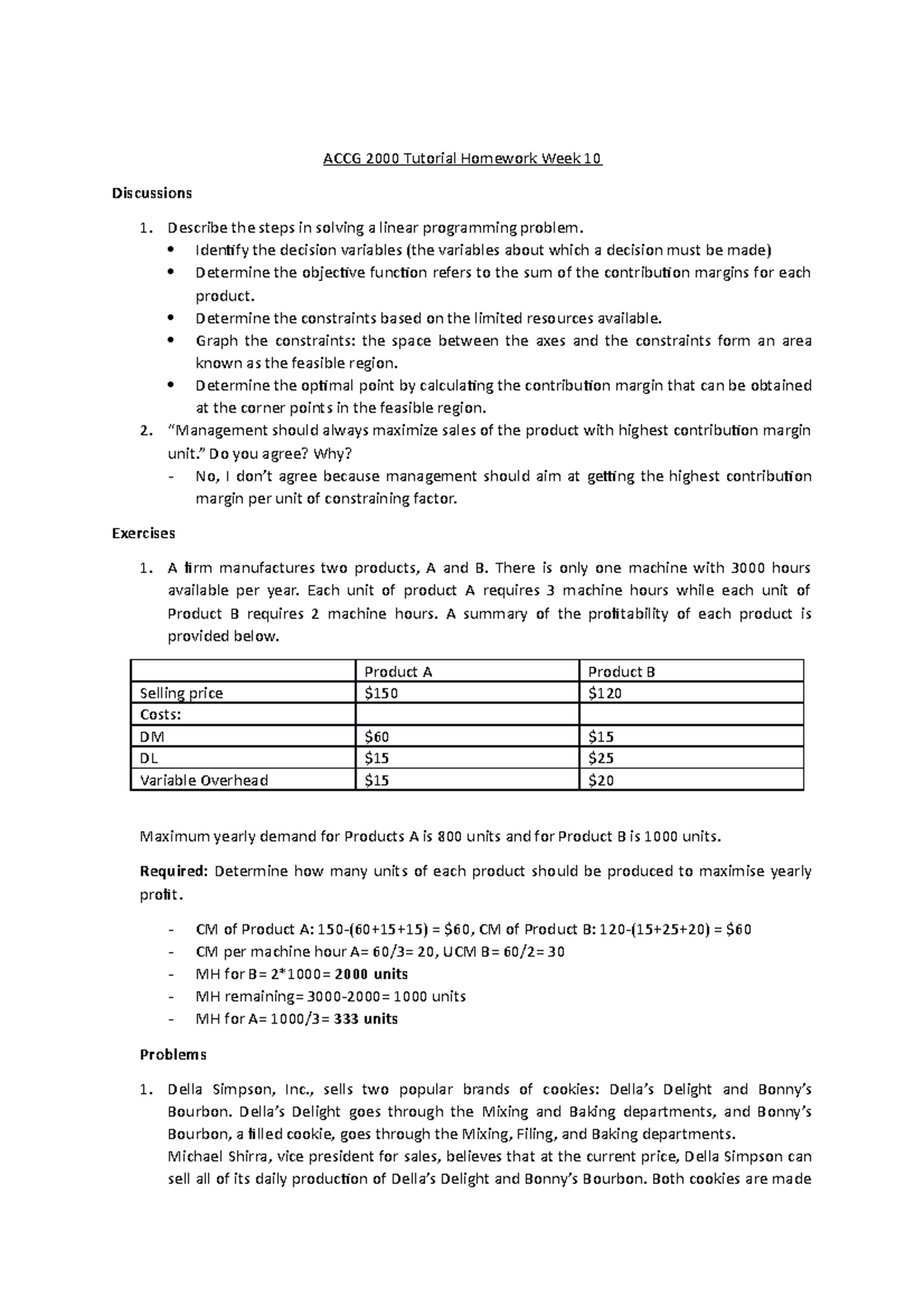 Week 10 Homework Accg 2000 - ACCG 2000 Tutorial Homework Week 10 ...
