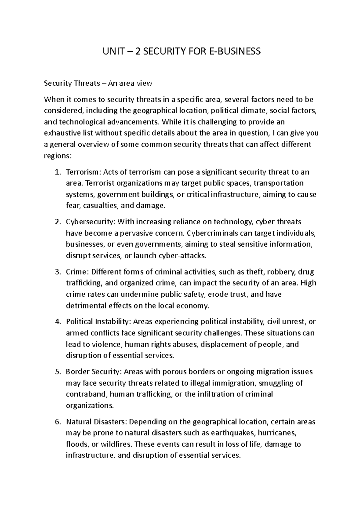 E B 2nd Unit Notes - UNIT – 2 SECURITY FOR E-BUSINESS Security Threats ...