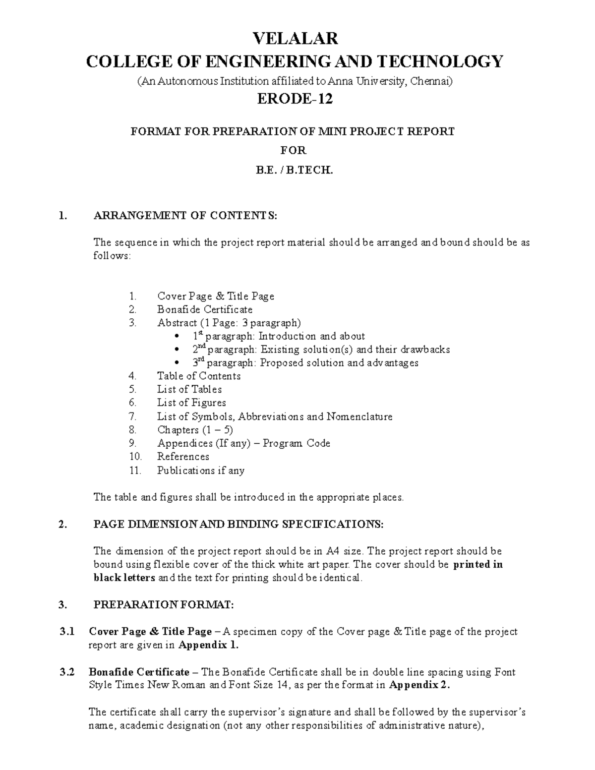 project report new - VELALAR COLLEGE OF ENGINEERING AND TECHNOLOGY (An ...