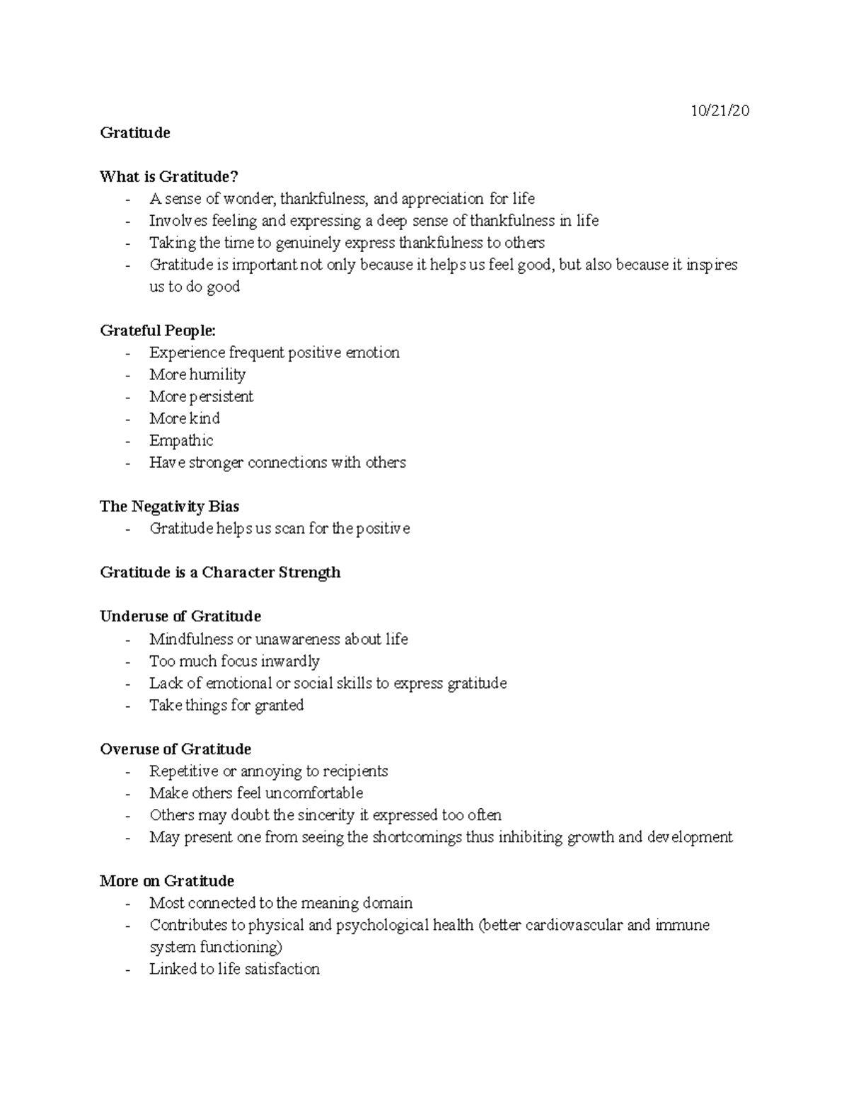 Gratitude Notes - 10/21/ Gratitude What is Gratitude? - A sense of ...