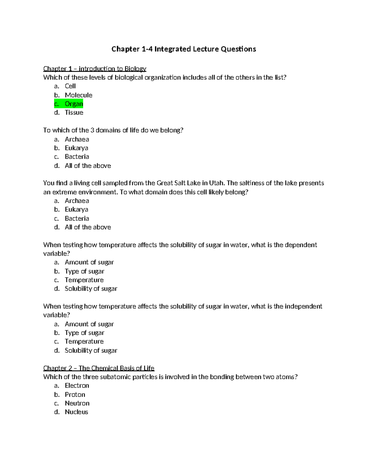 Chapter 1 - notes - Chapter 1-4 Integrated Lecture Questions Chapter 1 ...