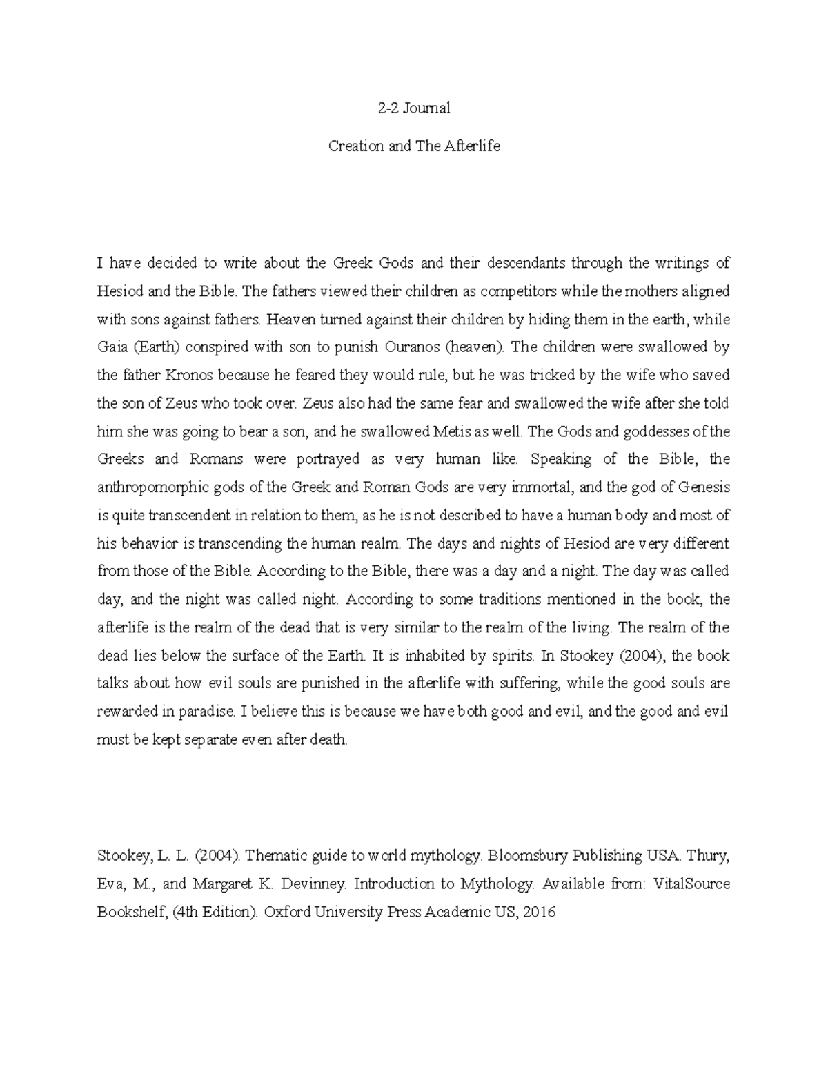 2-2 Creation Journal - 2-2 Journal Creation and The Afterlife I have ...