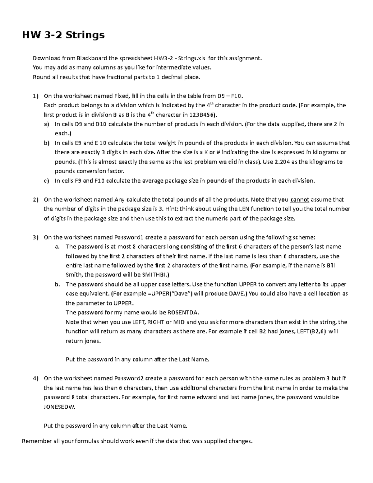 HW3-2 - Strings - HW 3-2 Strings Download from Blackboard the ...