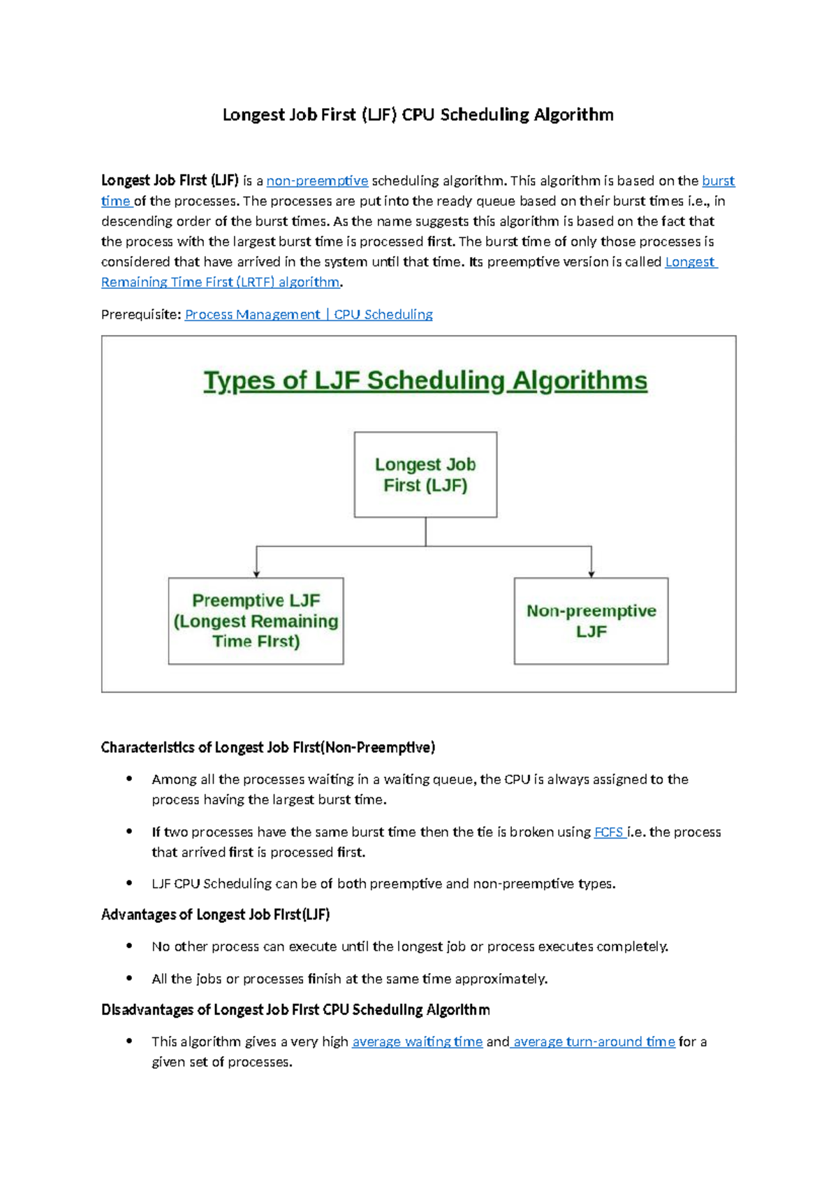 Longest Job First - aaaa - Longest Job First (LJF) CPU Scheduling Algorithm Longest Job First ...