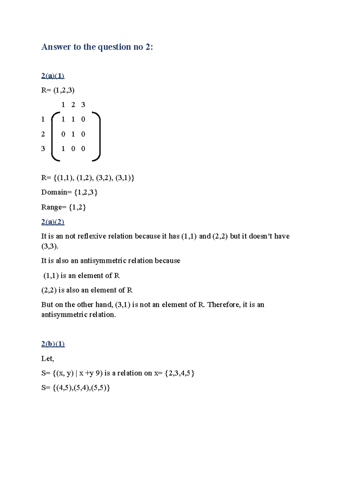 Discrete Structure Tutorial 3 Question 2 - UTM - Studocu