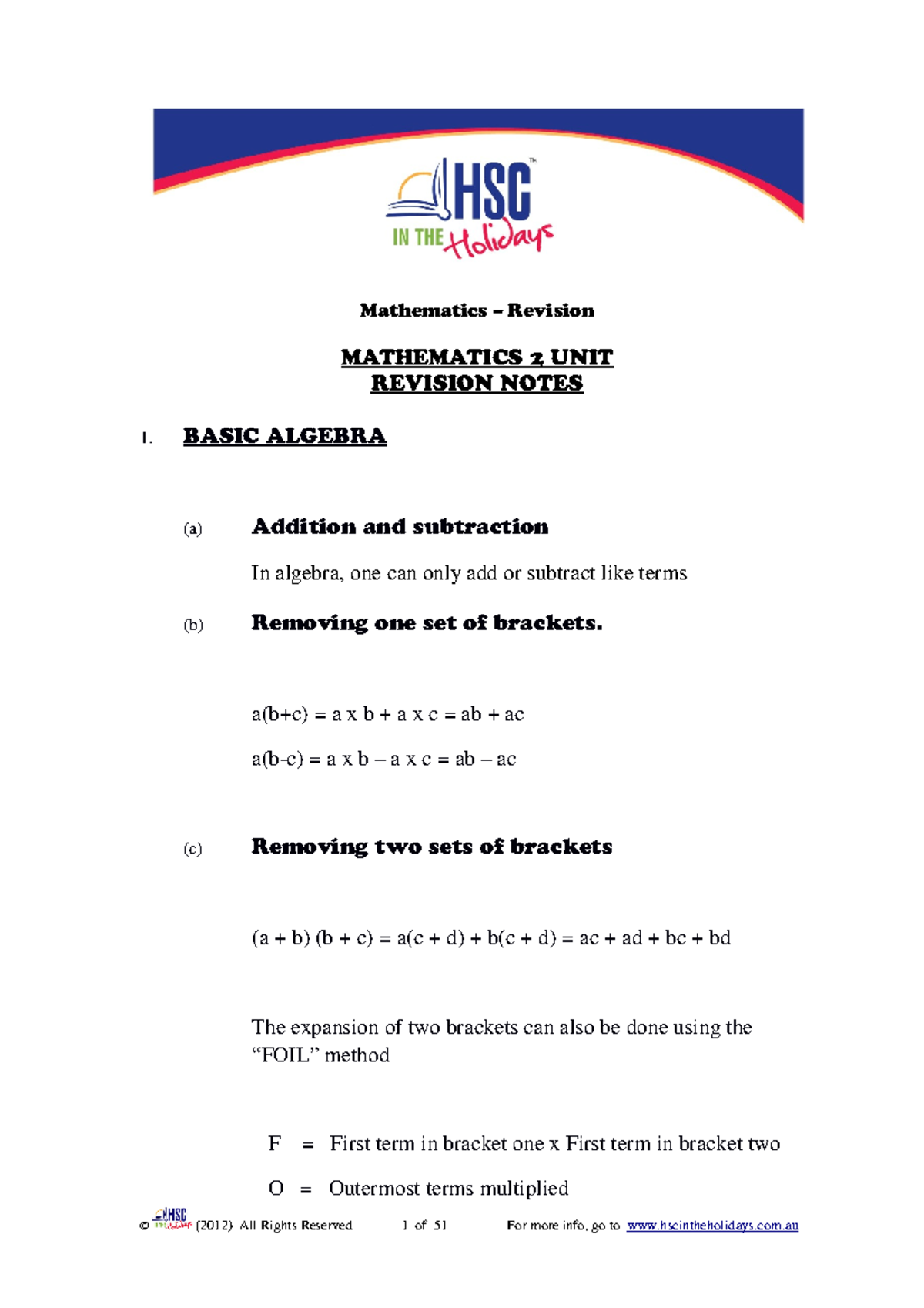 Maths 2 Unit Notes - Total Revision - Mathematics – Revision ...