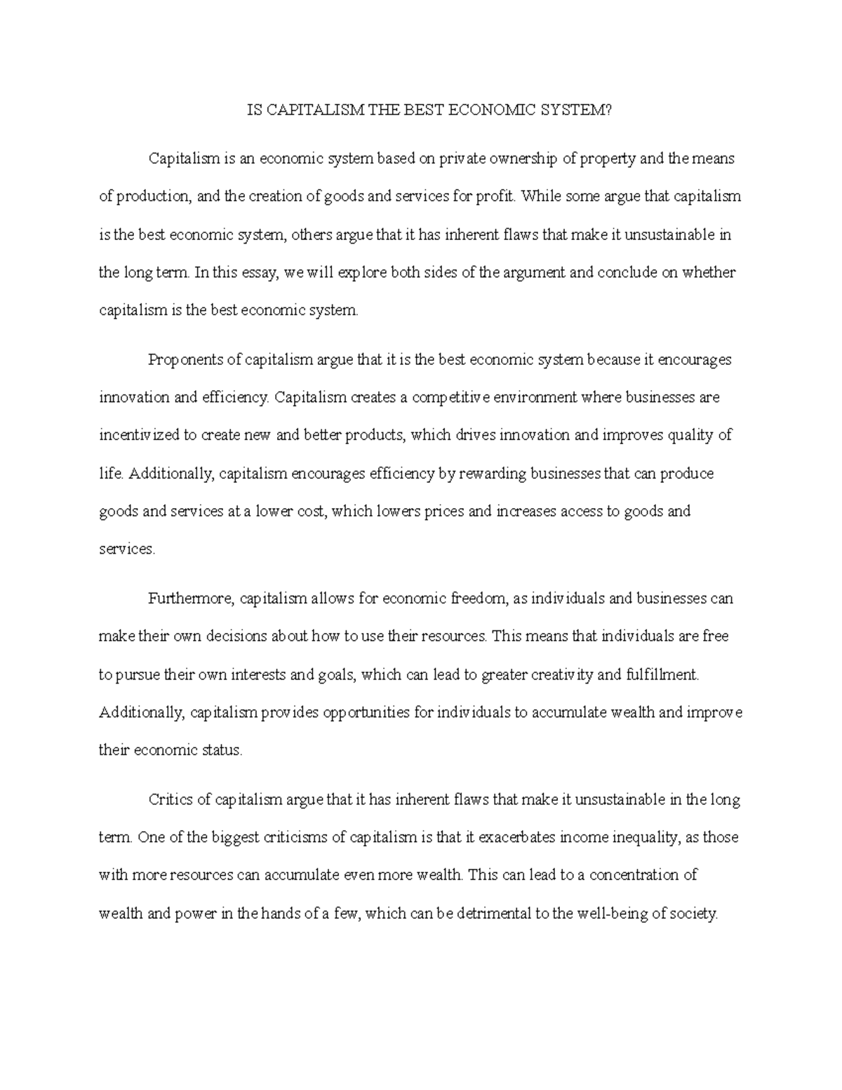 IS Capitalism THE BEST Economic System - IS CAPITALISM THE BEST ...