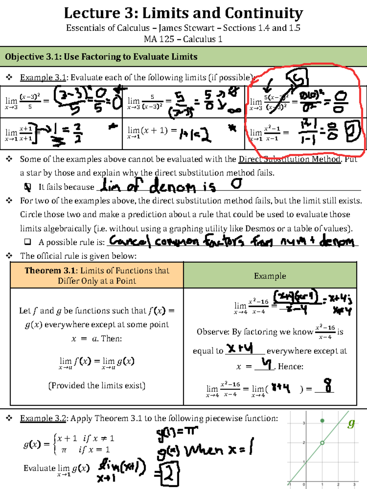 Finished Lecture 3 - Lecture 3: Limits and Continuity Essentials of Calculus – James Stewart ...