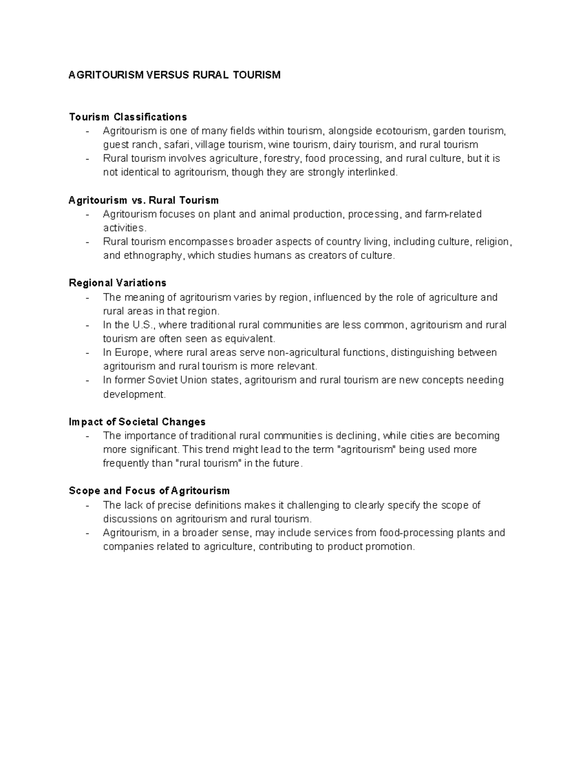 Agritourism Versus Rural Tourism - AGRITOURISM VERSUS RURAL TOURISM ...