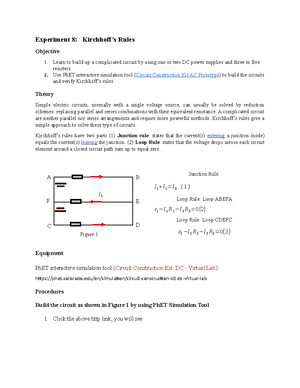 Lab 6 Combination of Series and Parallel Circuits (Using Ph ET Simulation Tool) - Nhat Nguyen ...
