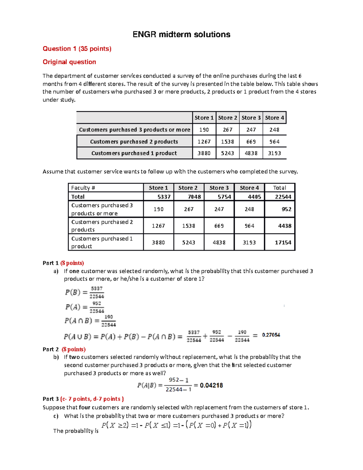 ENGR 371 - Midterm solutions - ENGR midterm solutions Question 1 (35 ...