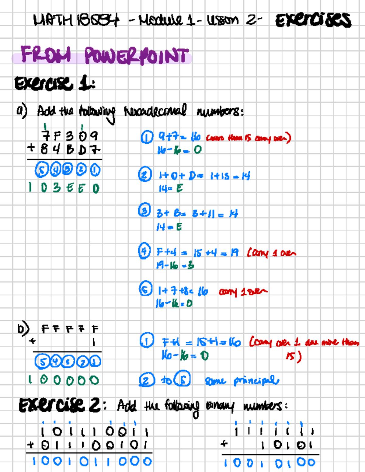 MATH18584 module 1 lesson 2 exercises - MATH 0584 - Module 1- Lesson 2 ...