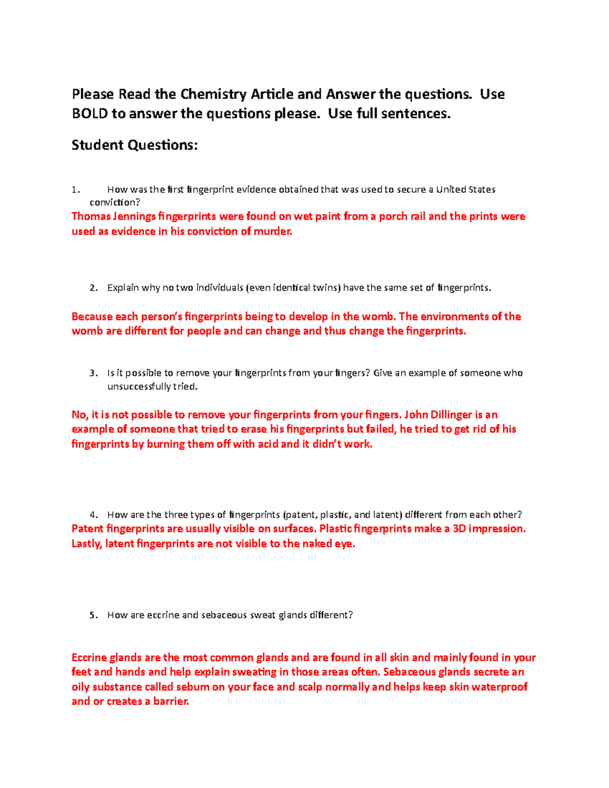 Chemistry Article Questions for Student - Please Read the Chemistry ...