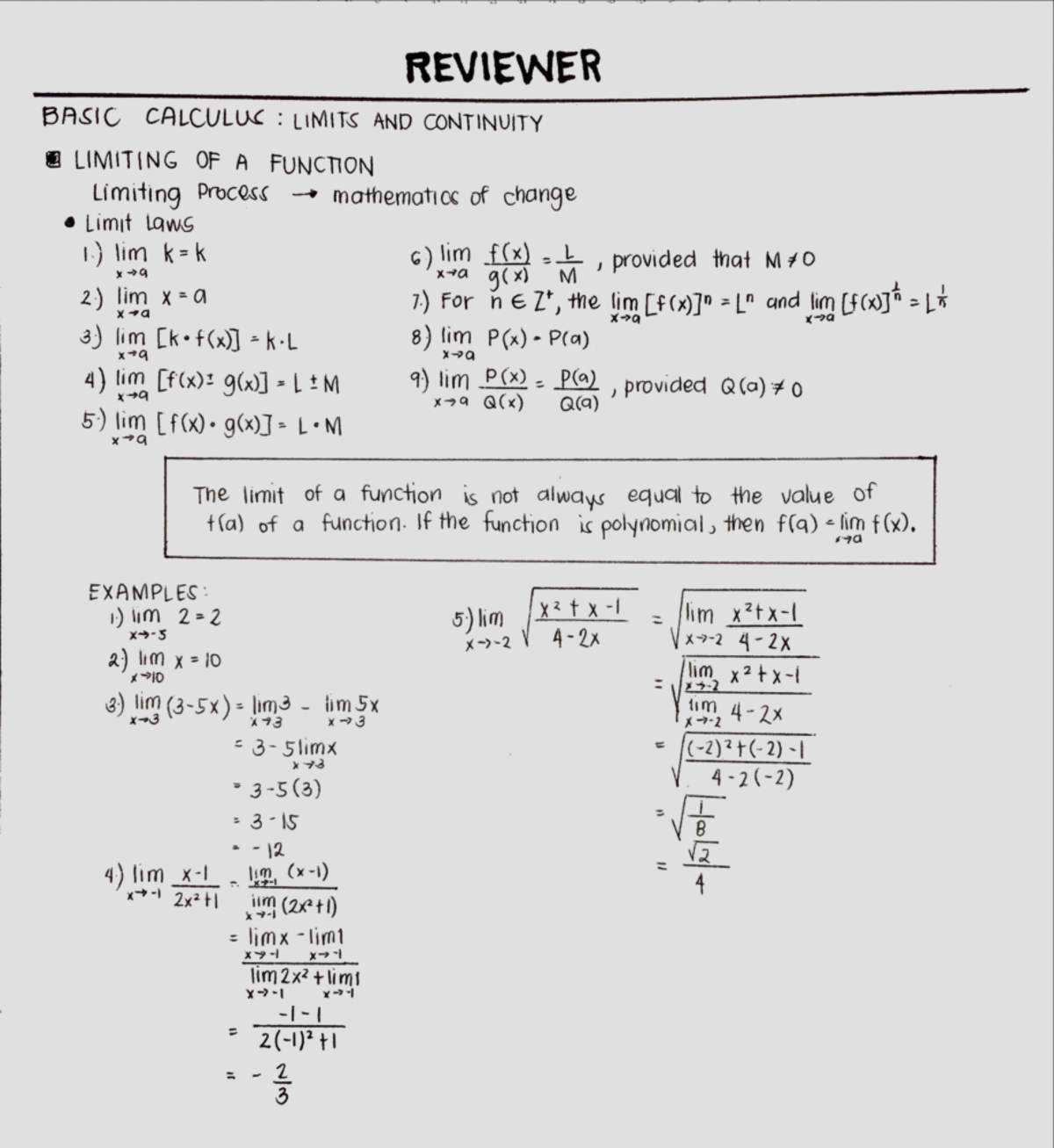 Basic Calculus Reviewer - Mechanical Engineering - Studocu