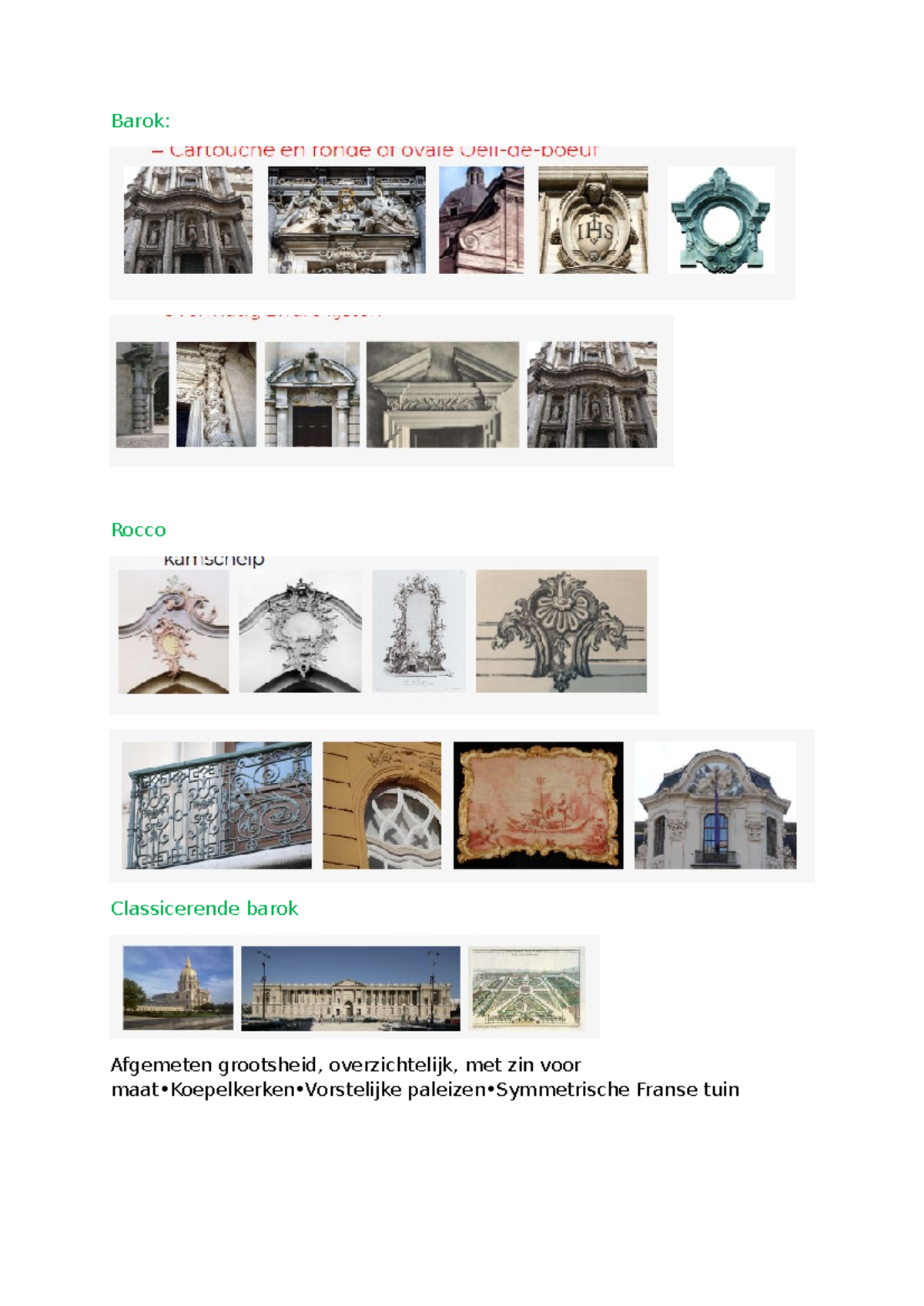 Word weetjes archi yes - Barok: Rocco Classicerende barok Afgemeten ...