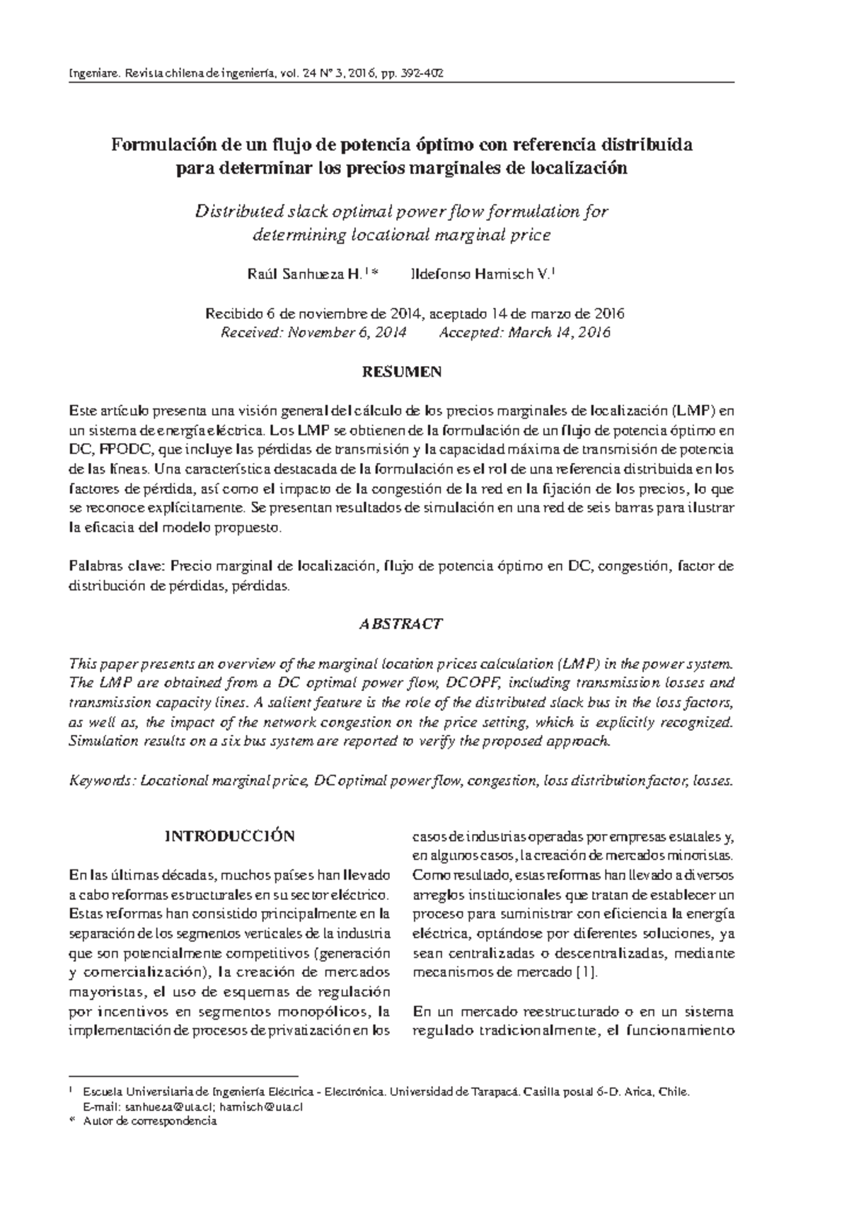 Formulación de un flujo de potencia óptimo con referencia distribuida ...