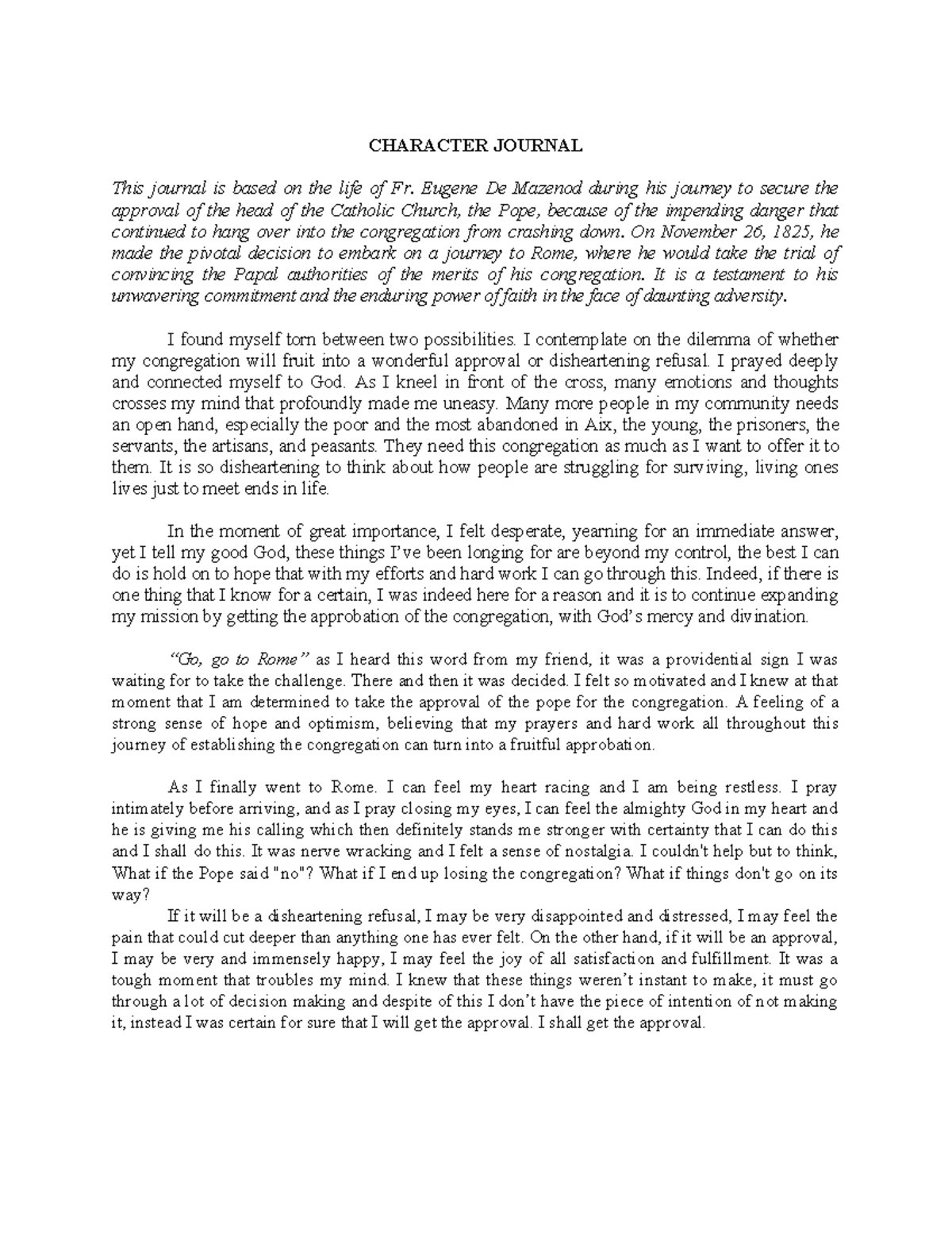 Midterm-Character-Journal - CHARACTER JOURNAL This journal is based on ...