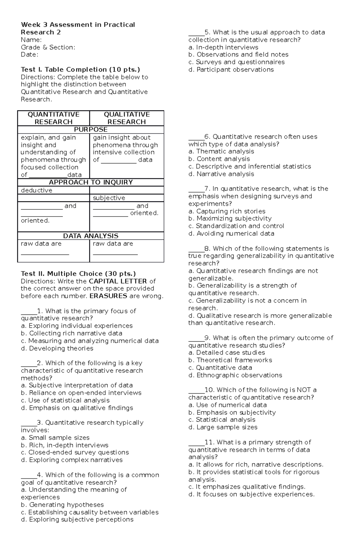Week 3 Assessment in Practical Research 2 - Table Completion (10 pts ...